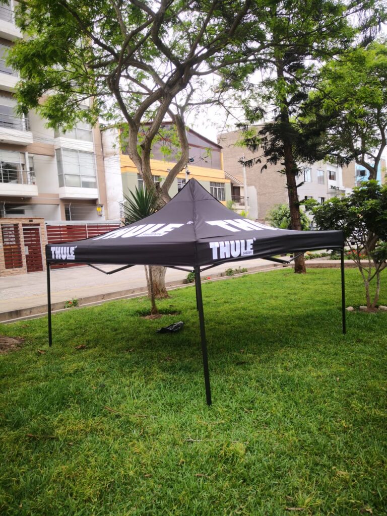 Toldo de lino (impermeable) con estructura importada 3x3 – Con logo en ...